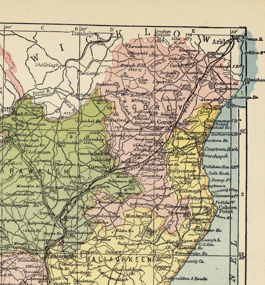 1902 ANTIQUE MAP OF THE COUNTY OF WEXFORD / IRELAND | eBay