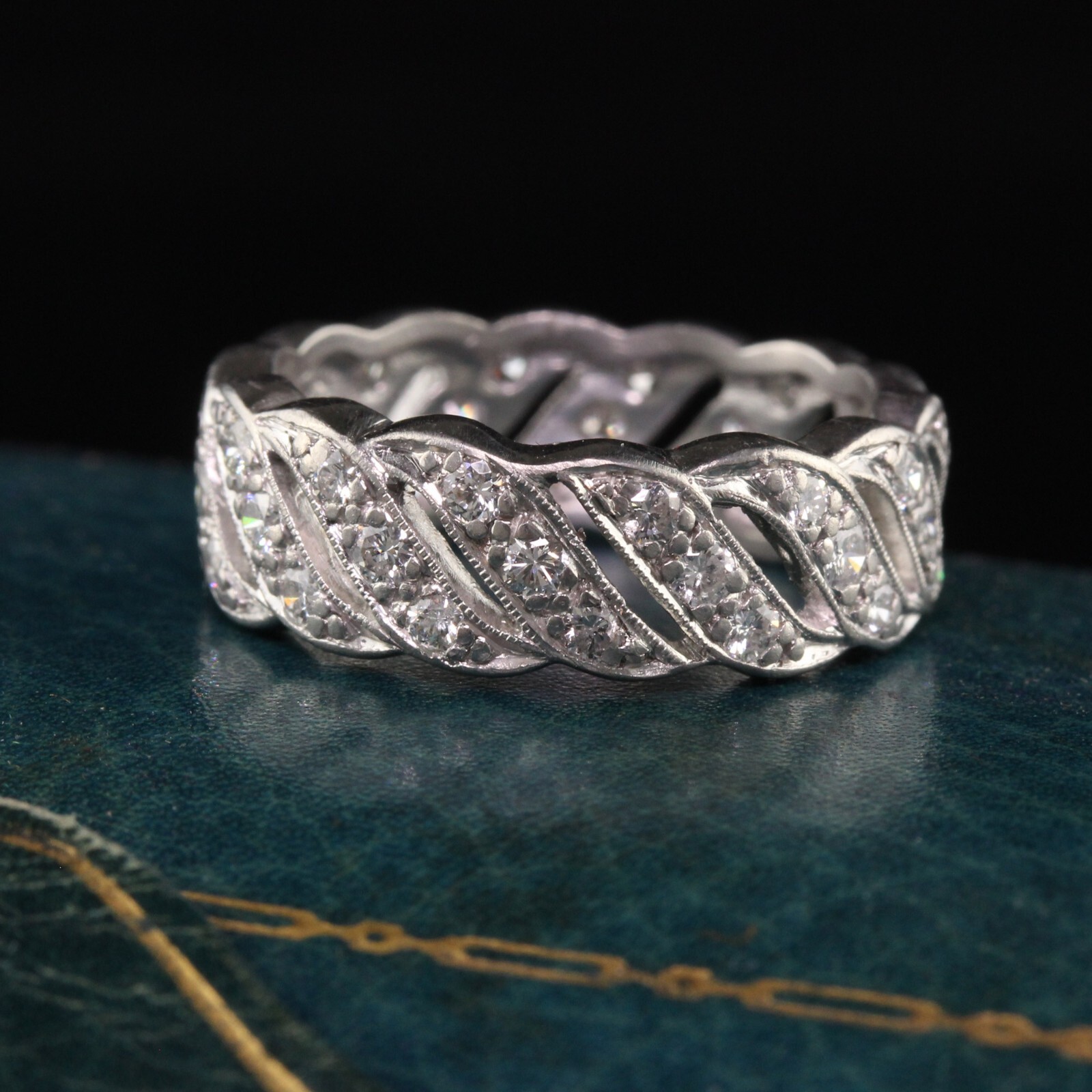 Antique Art Deco Platinum Wide Diamond Eternity Band … - Gem