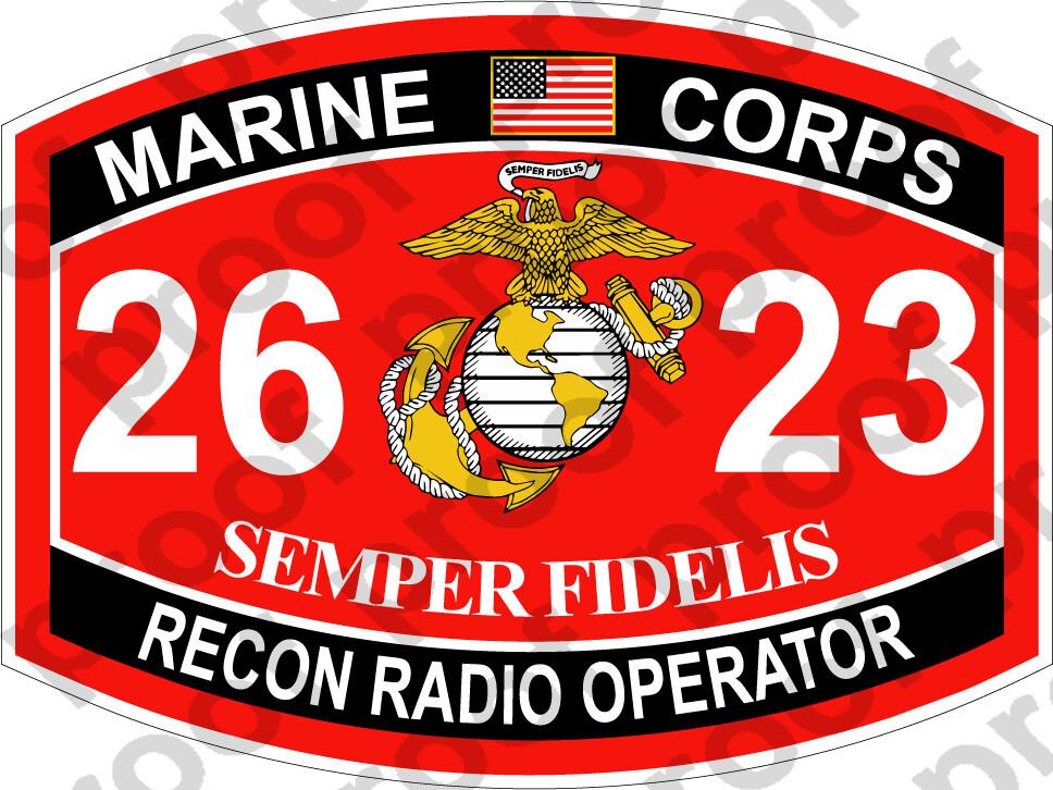 STICKER USMC MOS 2623 RECON RADIO OPERATOR ooo USMC Lisc No 20187 | eBay