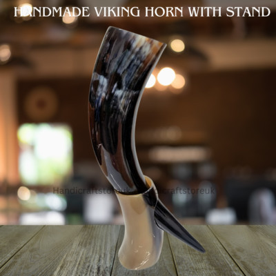 Ox-Horn Viking Drinking Horn Beer Mug With Horn Stand | Father's Day ...
