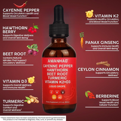 Clean Nutra Cayenne Pepper Hawthorn Beet Root Turmeric Vitamin K2+D3 ...