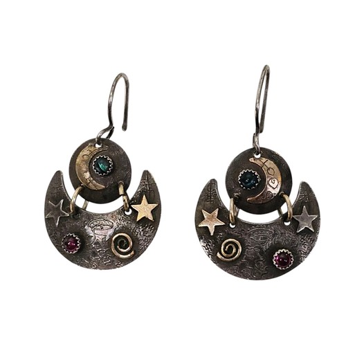 Ann Allen Mary Winstead Vintage Sterling Silver & 14k GF Earrings Moon ...