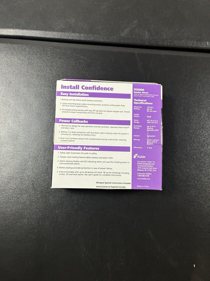 Kidde Hardwired Smoke Detector w/ Safety Light, 9-Volt Battery Back Up ...