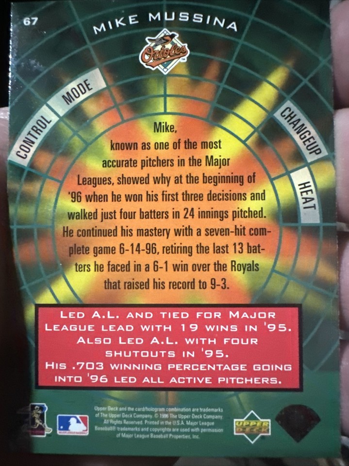 Mike Mussina Rare Upper Deck Strike Force Green Refraction Card #67 | eBay