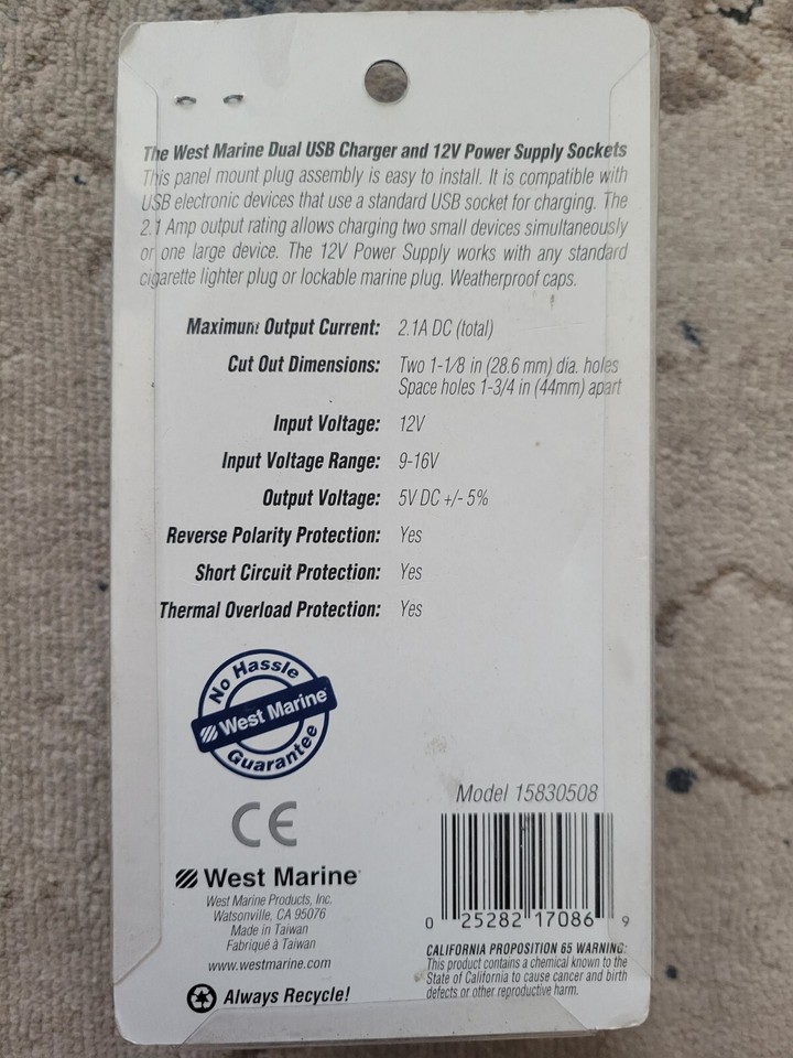 The West Marine Dual UBS Charger and 12V Power Supply Sockets ...