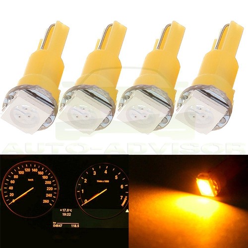 4PCS 5050 1SMD 2721 74 73 37 Yellow Wedge Dashboard LED Light Car T5 ...