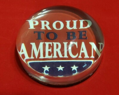 American Heritage Glass Paperweight “Proud To Be American” Patriotic ...