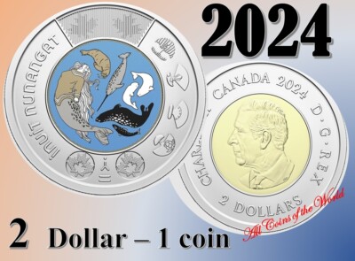 2024 Canada Celebrate Inuit Nunangat Coloured $2 Dollar BU UNC Toonie ...