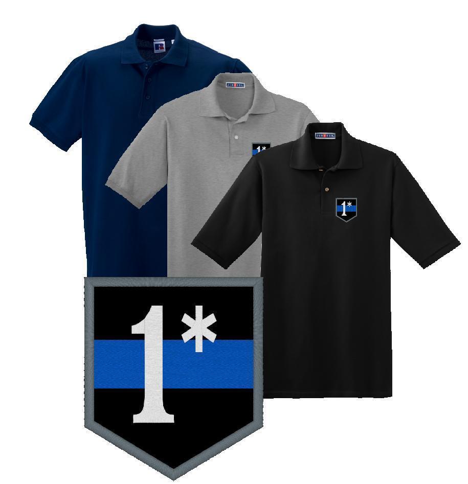 Thin Blue Line 1* Embroidered Polo Shirt M-5X Police Sheriff Deputy ...
