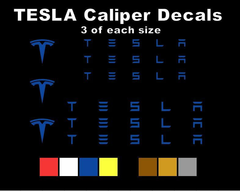 9 TESLA Brake Caliper Logo Vinyl Decals Stickers Heat Resistant | eBay