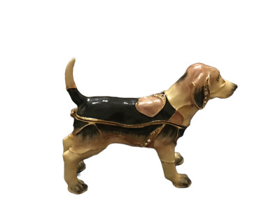 Beagle Dog Hand Painted Enamel Jeweled Trinket Box with Austrian ...