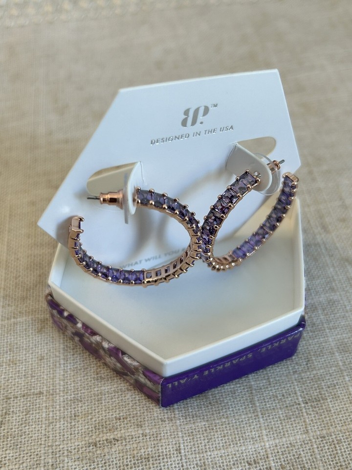 Bomb Party Birthday Collection ♡She's Giving Me Life♡ Amethyst CZ Hoops ...