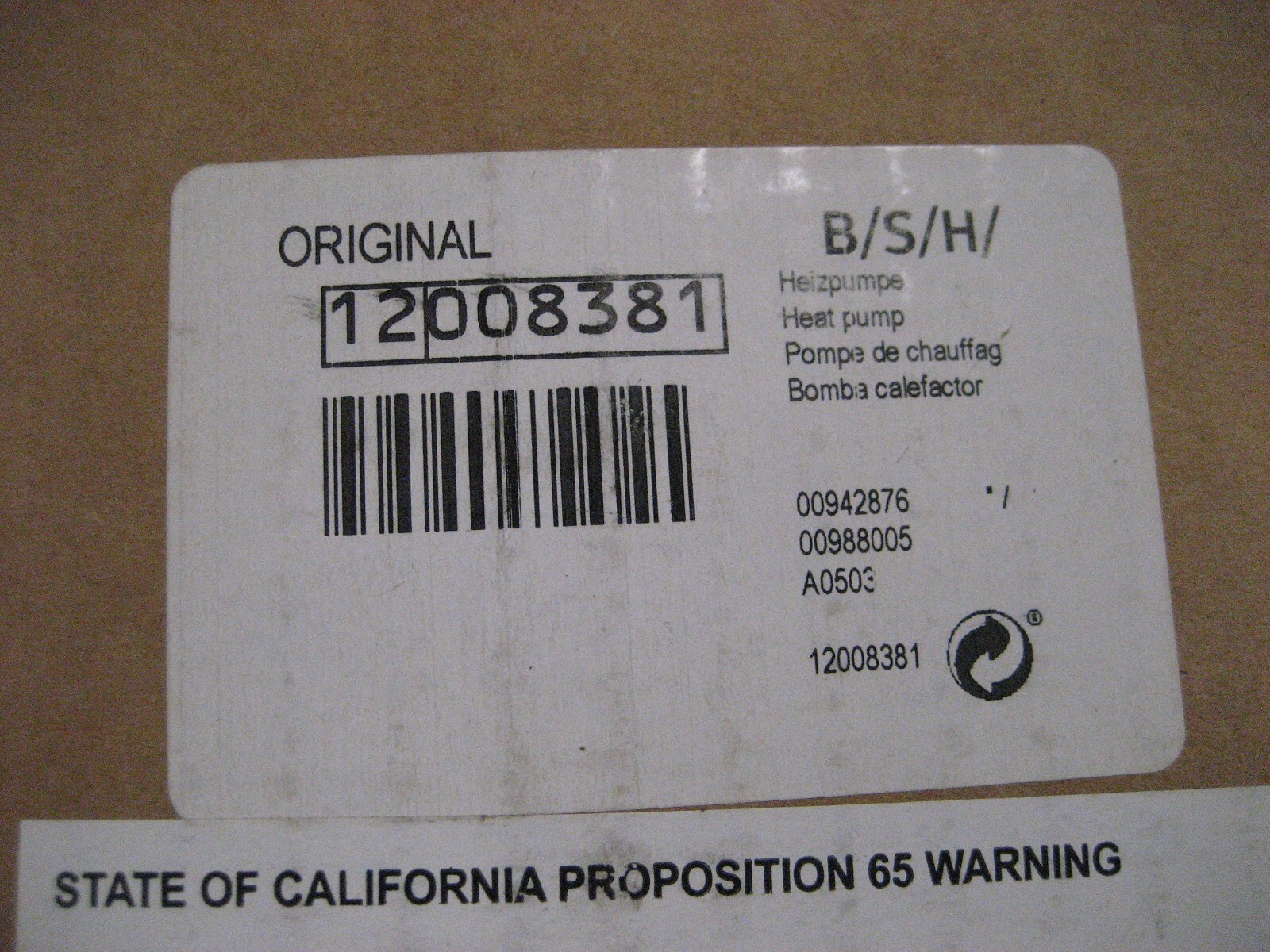 New OEM Bosch 12008381 Heat Pump RGB | eBay