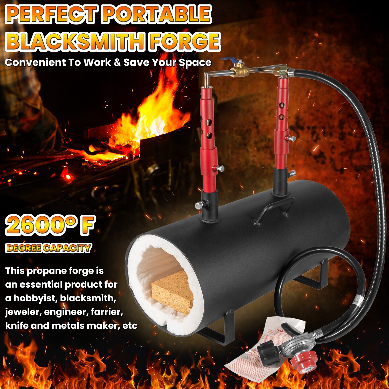 Gas Propane Forge Double Burner Furnace Blacksmithing Knife Tool ...