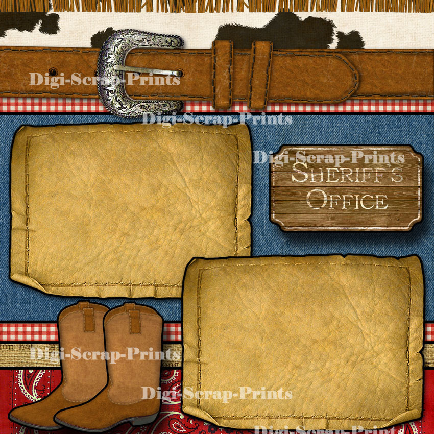 COWBOY 2 premade scrapbook pages paper piecing horse boy LAYOUT ...