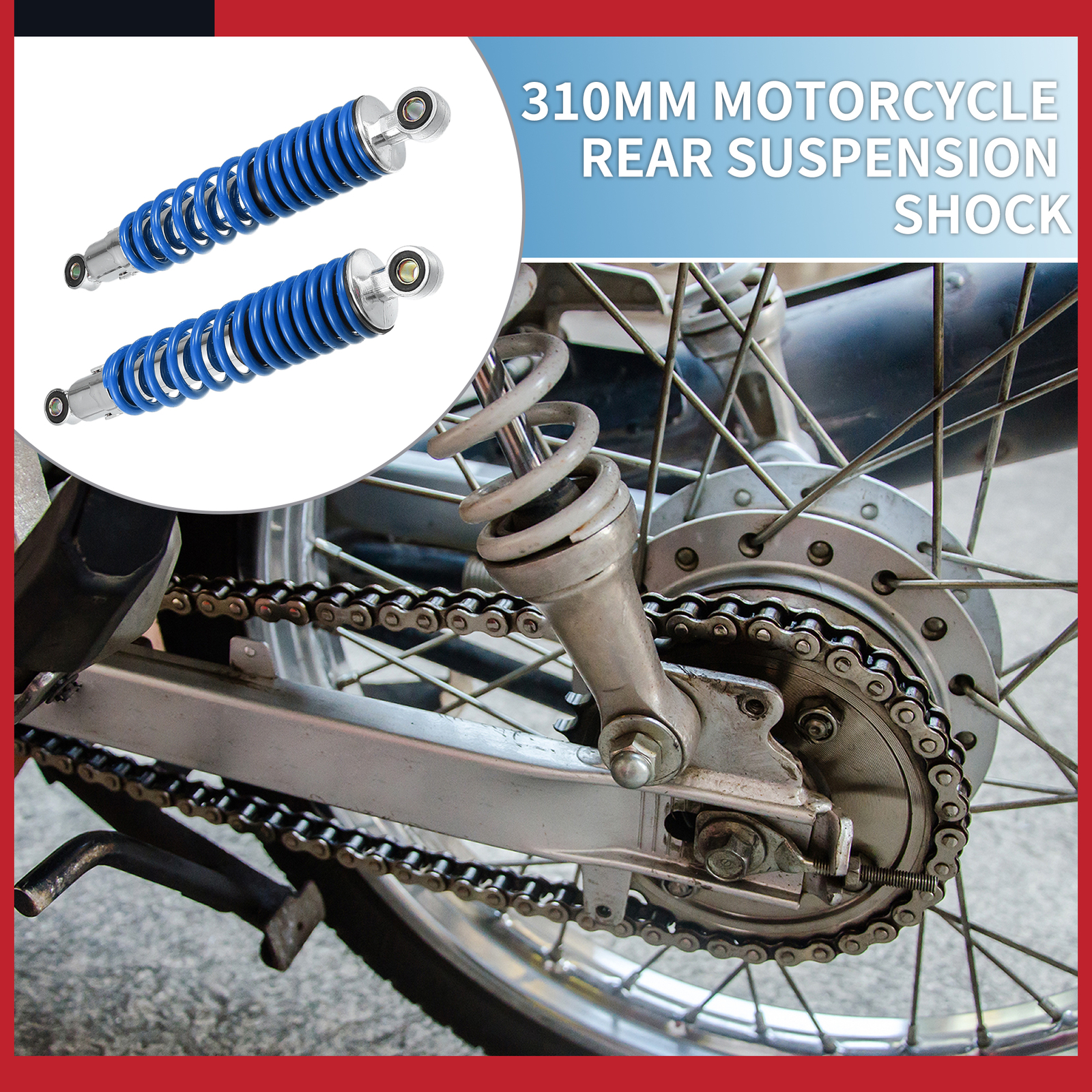 Universal Motorcycle Rear Suspension Shock Durable Adjusting 310mm Pair ...
