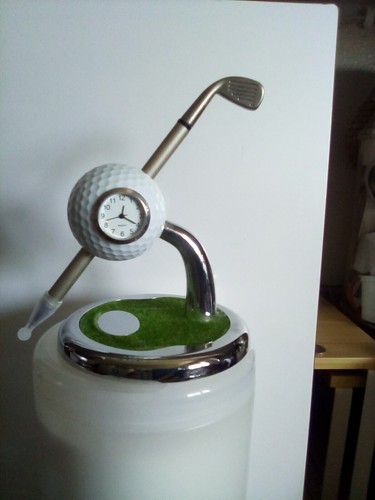 Desktop Golf Ball Pen Holder Analogue Clock Club Gift | eBay