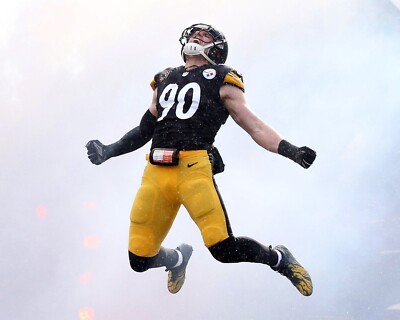 TJ Watt Jumping out of the Smoke Pittsburgh Steelers 8x10 NFL Football ...