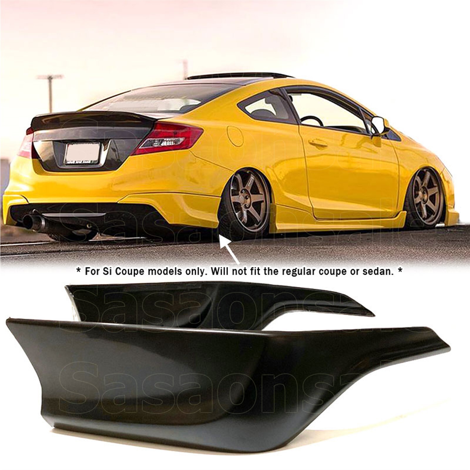 [SASA] Fit for 12-13 Honda Civic Si Coupe HFP PU Rear Bumper Lip ...