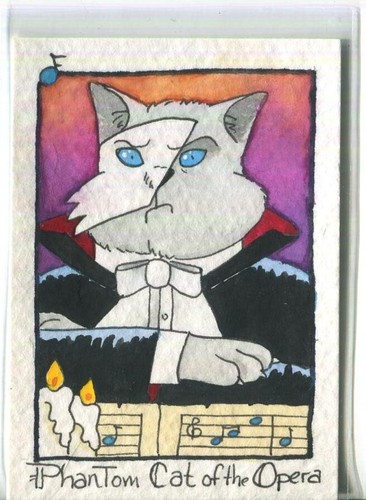 Aceo Halloween Phantom Cat of the Opera Candles Mary Beth Benton Art ...