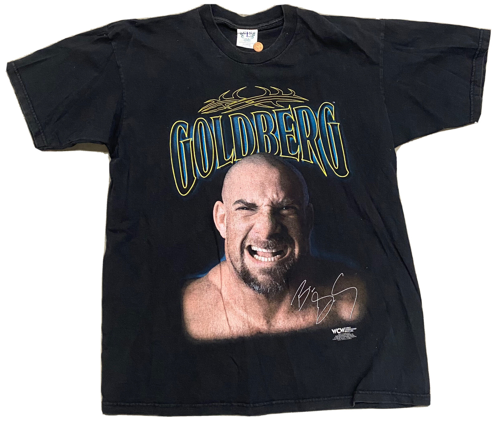 1990’s Vintage WCW Goldberg Black Wrestling T-Shirt S… - Gem