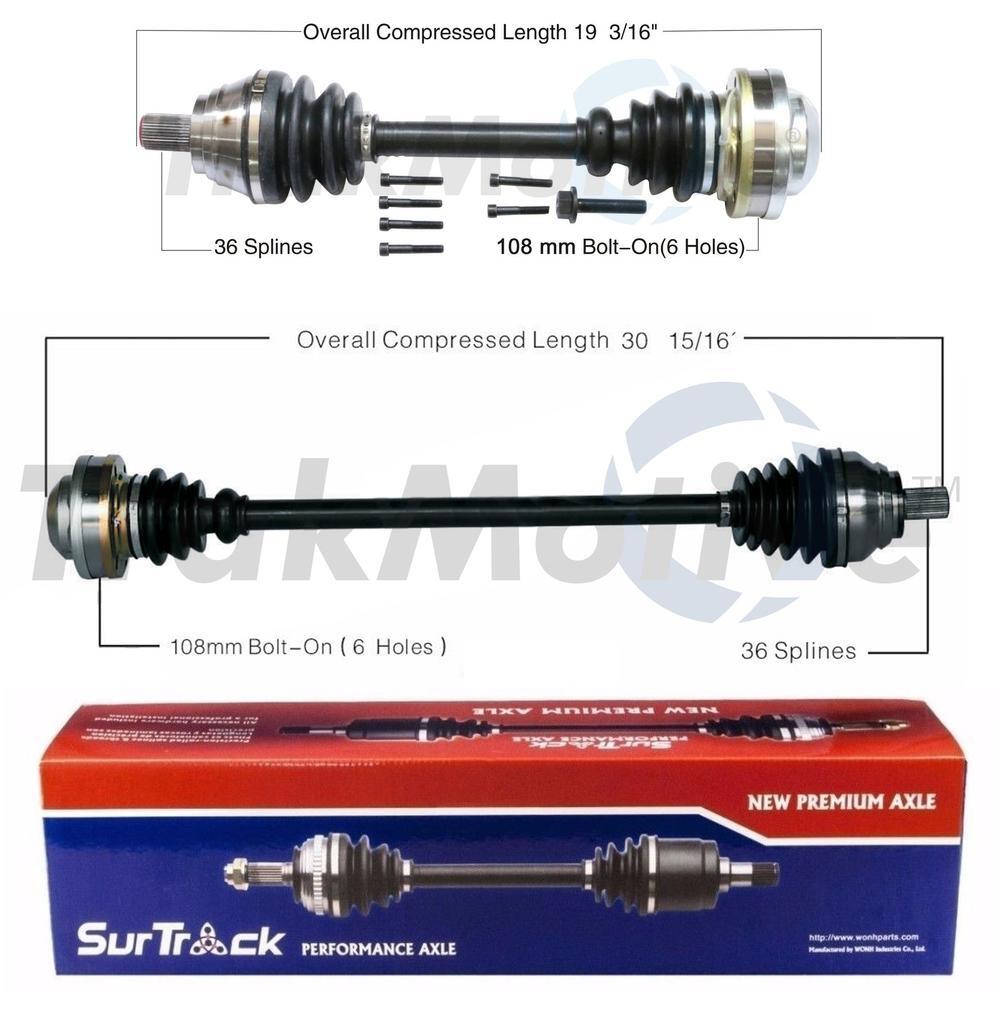 Pair of Front CV Axles Shafts For Audi A3 VW CC EOS Jetta GTI SurTrack ...