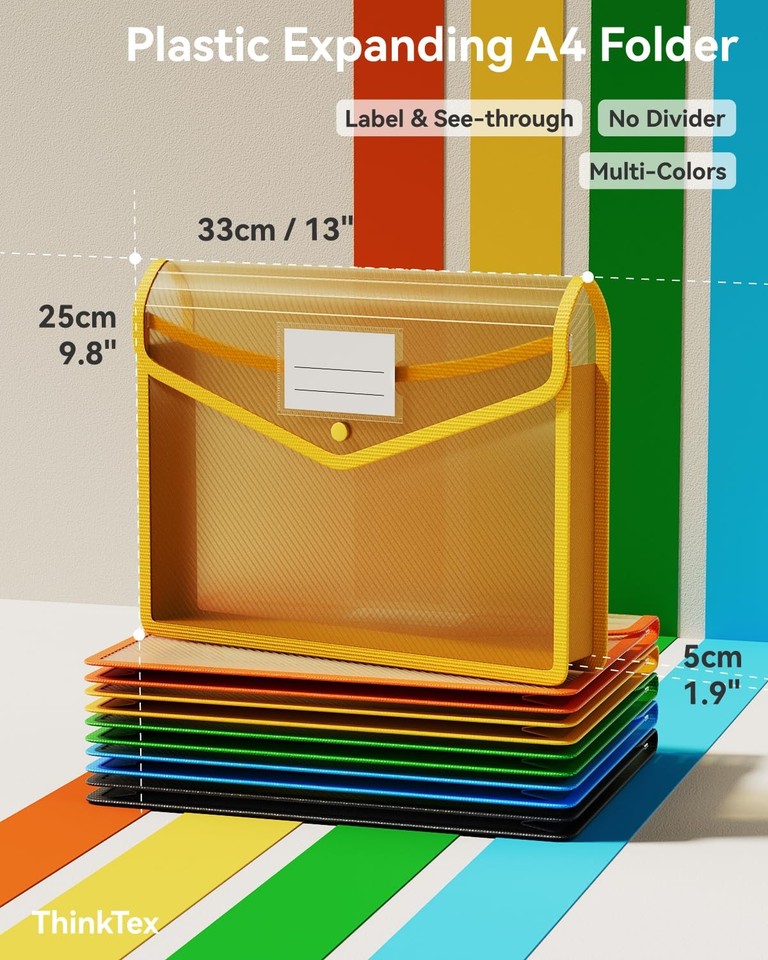 Plastic Expanding File Folder, Transparent envelopes with Snap Closure ...