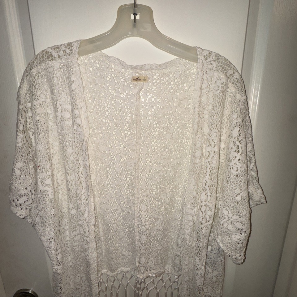 Hollister Kimono Lace Ivory Boho Cream Festival Fringe Sz M | eBay