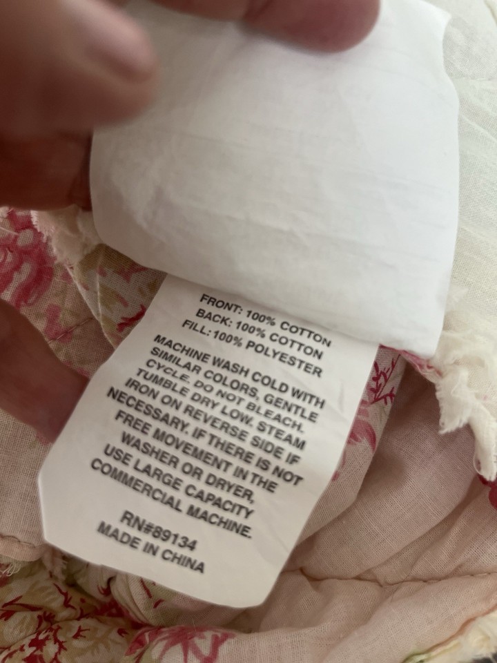 🌷rare DARLING Shabby cottage Chic QUEEN Rag COMFORTER 2 Shams Pink ...