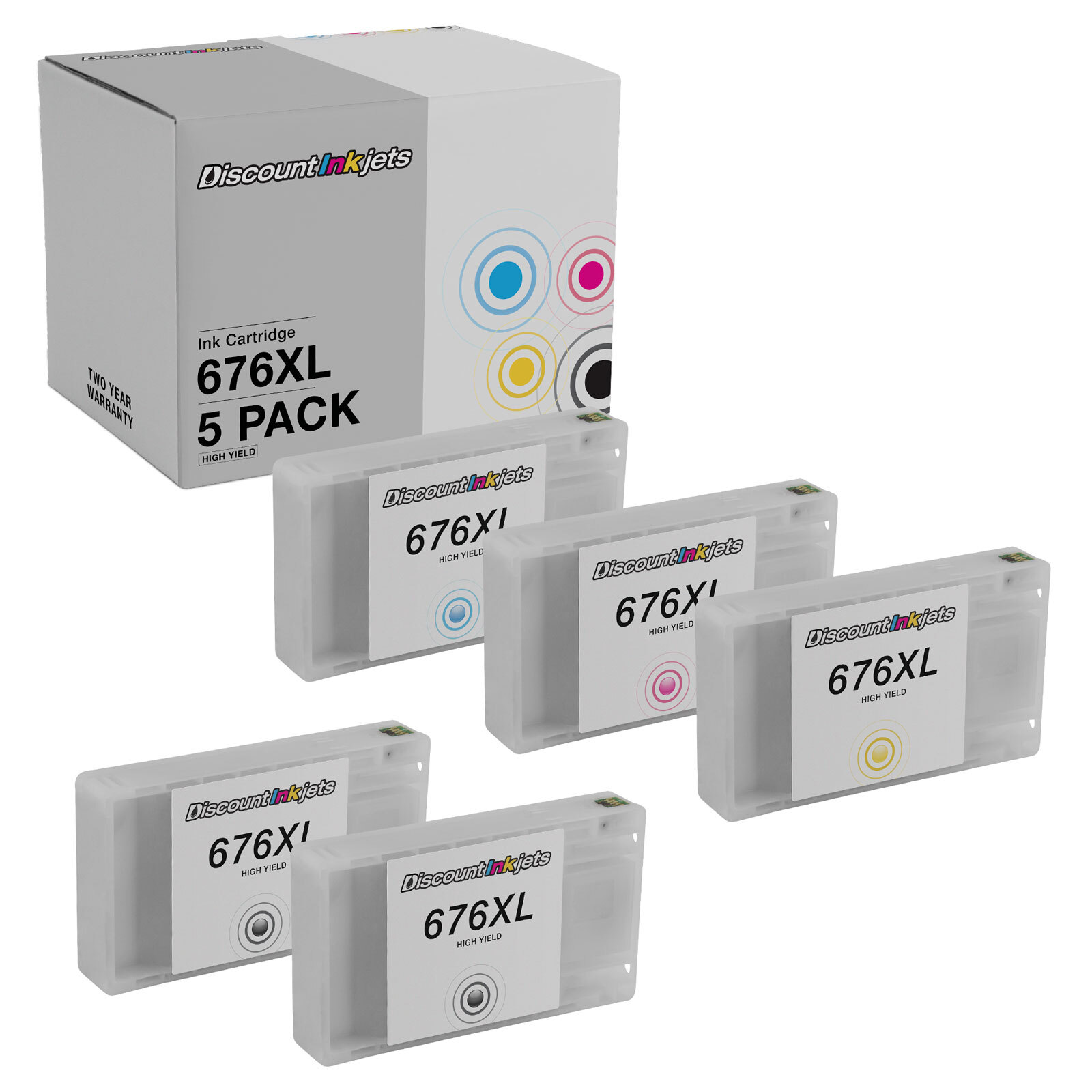5 PK Set T676XL Black & Color Printer Ink Cartridge for Epson Workforce ...