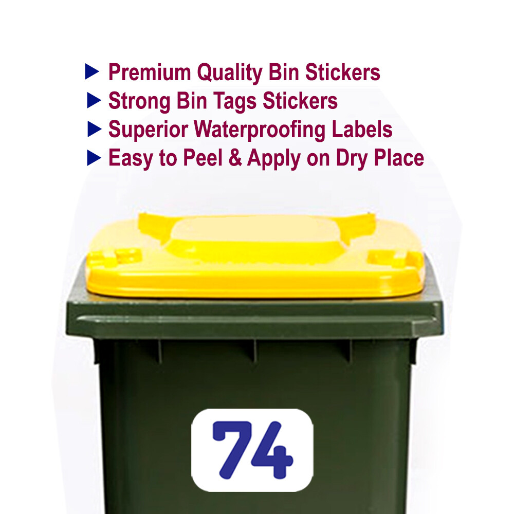 4 x personalised Wheelie Bin House Numbers Stickers Dustbin Sticker ...