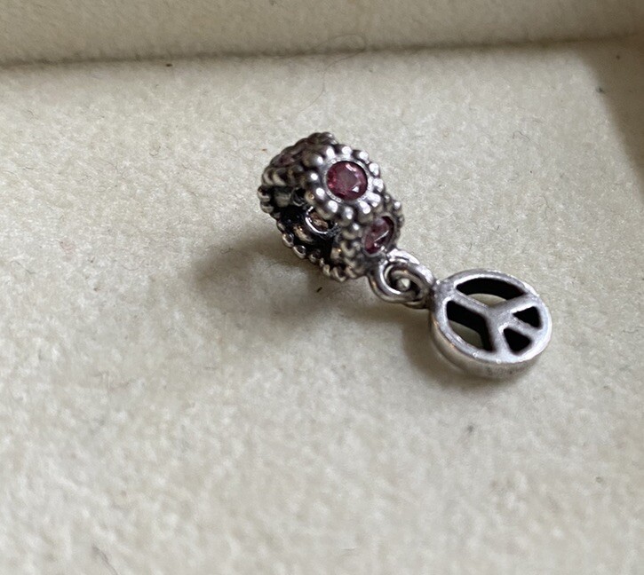 AUTHENTIC PANDORA PEACE SIGN DANGLE CHARM FANCY PINK CZ | eBay
