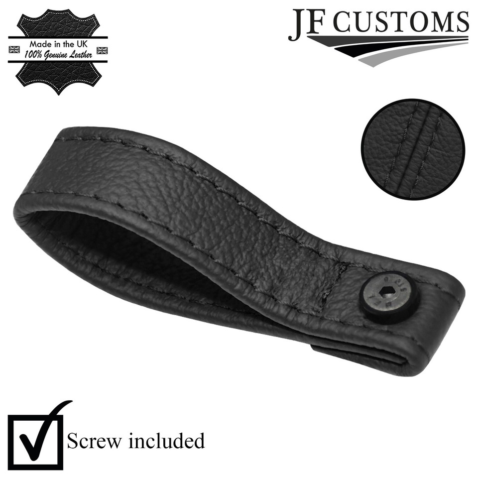 BLACK LEATHER TAILGATE BOOT PULL STRAP HANDLE FITS FIAT 500 ABARTH 07 ...