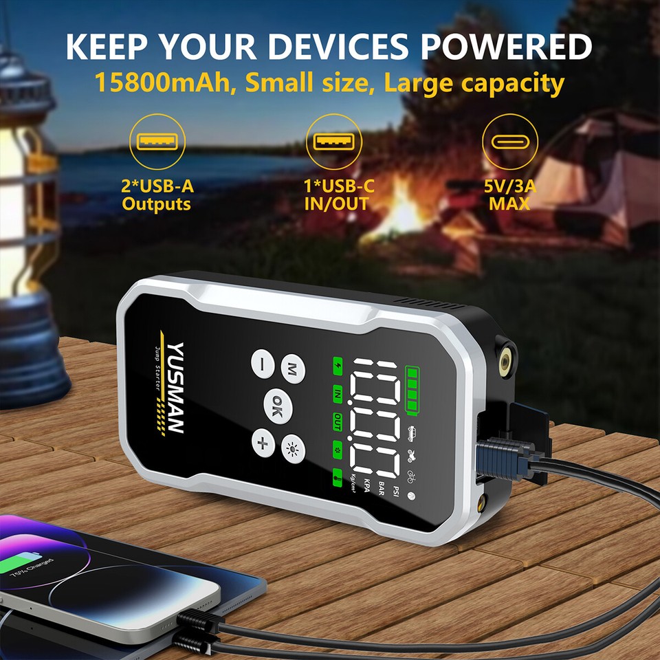 4000A Car Jump Starter Box Battery Booster Charger Air Compressor ...