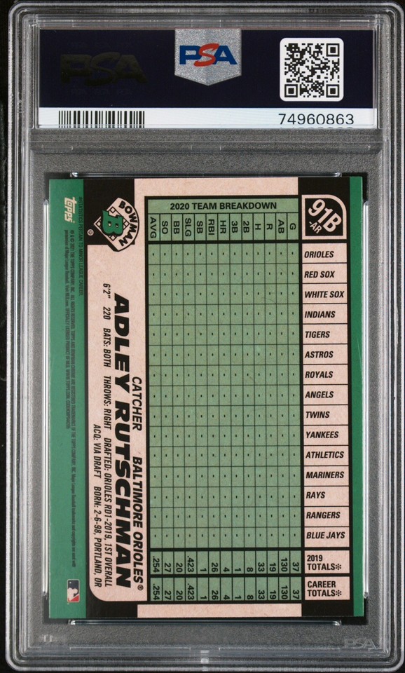 2021 Bowman Chrome ADLEY RUTSCHMAN-1991 Retro #91B-AR-Balt. Orioles-PSA ...