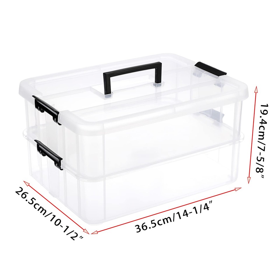 2 Layer Stack & Carry Box, Plastic Multipurpose Portable Storage ...