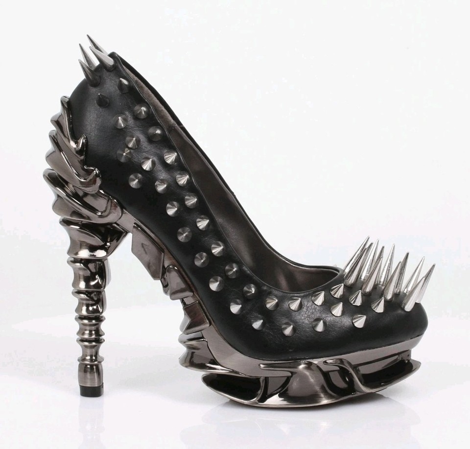 Hades ZETTA Spiked Black Pumps Short & Long Spikes High Molded Heels ...