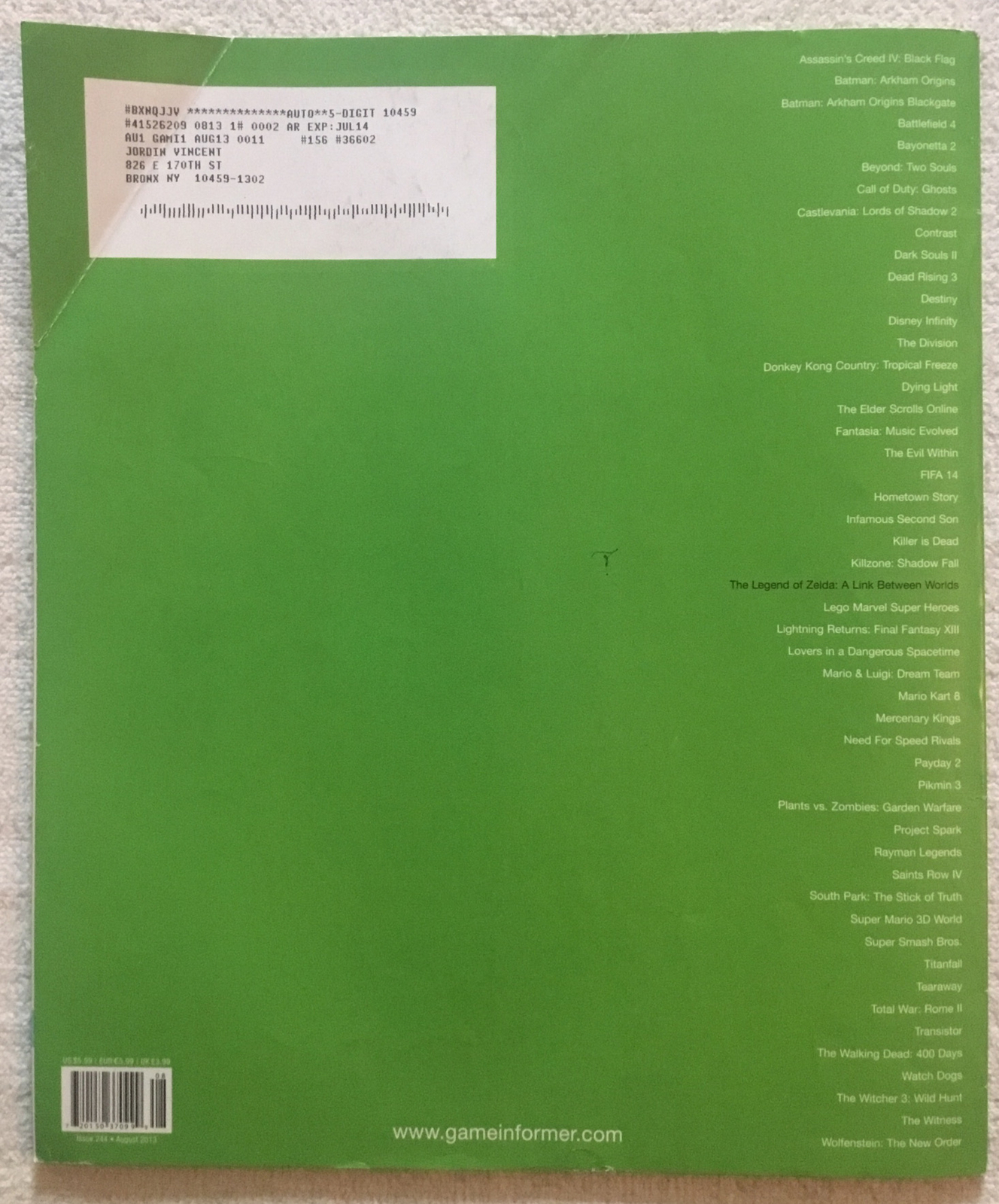 Game Informer Magazine August 2013 #244 The Legend of Zelda Titanfall ...