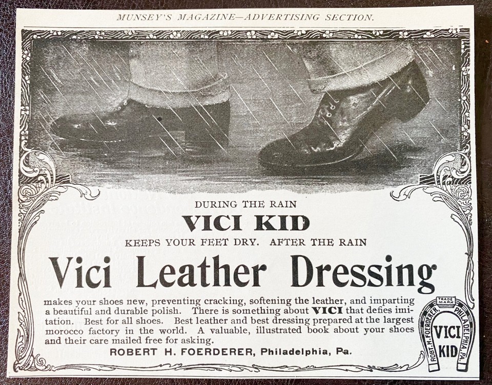 1898 VICI KID Shoe Leather Dressing Robert H. Foerderer Print Ad ...