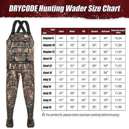 DRYCODE Chest Waders for Men with 1600g Boots, Waterproof Long-10 Reed Grass | eBay