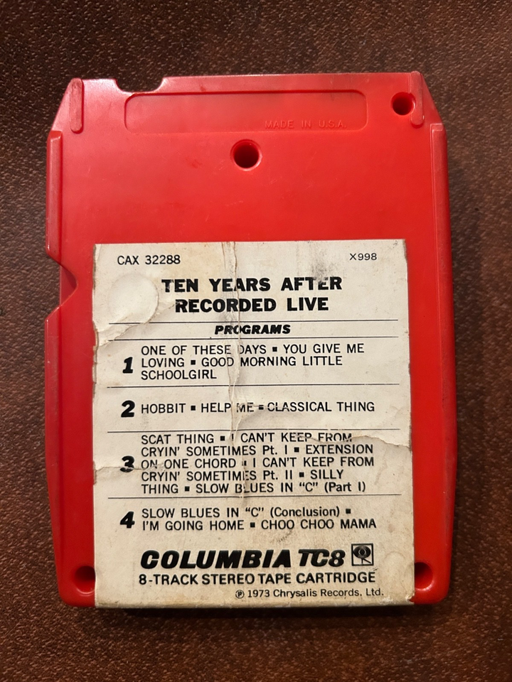 Vintage 8 Track Cartridge RARE- Ten Years After- Recorded Live- Classic ...