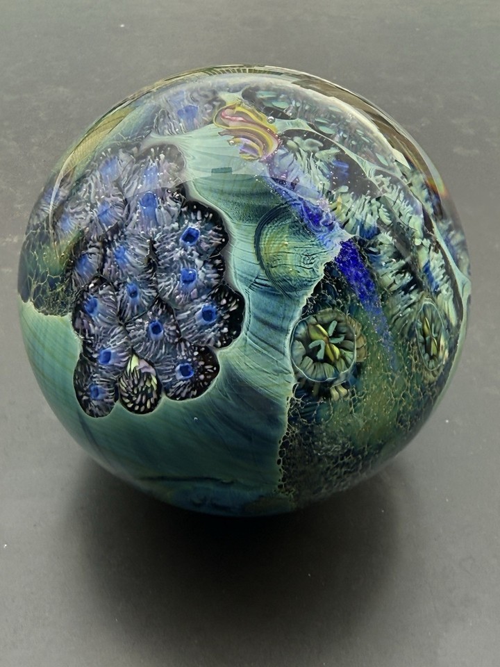 Josh Simpson Art Glass Paperweight Telecom Planet ~3 5/8” 3-7-01 | eBay