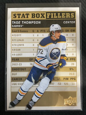 Tage Thompson 2023-24 Upper Deck Stat Box Fillers Gold Parallel Card # ...
