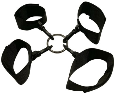 Black Nylon Hog Tie Handcuffs Wrist Ankle Cuffs Straps Bondage ...