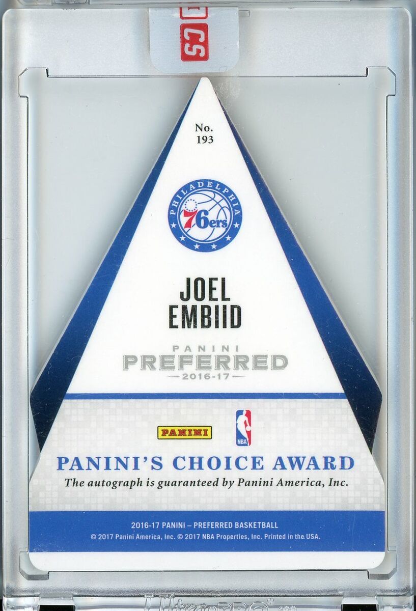2016-17 Panini Preferred JOEL EMBIID Choice Award AUTO 2016-17 Panini Preferred JOEL EMBIID Choice Award AUTO
