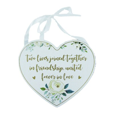 Wedding Engagement Heart Plaque Sign Two Lives Together Forever White ...