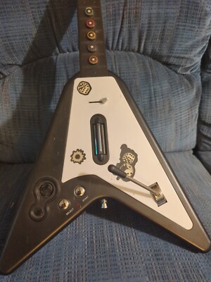 Guitar Hero Guitar Antcommandos Flying V Double Range PS3 PS2 BLACK ...