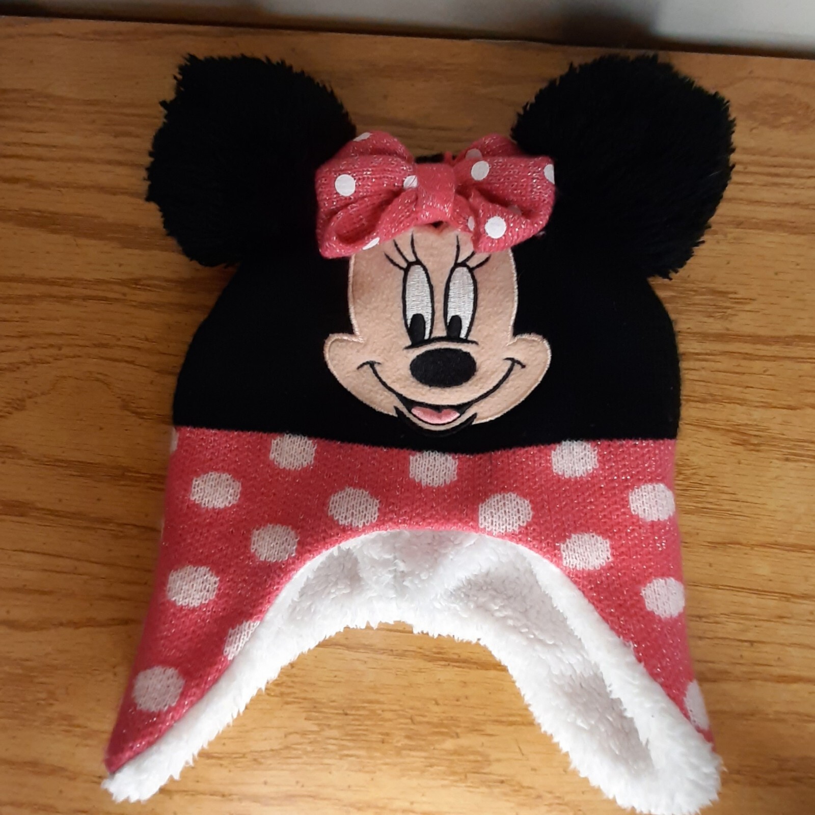 Disney Minnie Mouse Winter Flap Hat Children's Pom pom Beanie knit cap ...