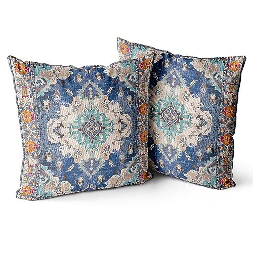 Boho Throw Pillow Covers Set of 2 Monaco Rug Persian Carpet 18x18 inch ...