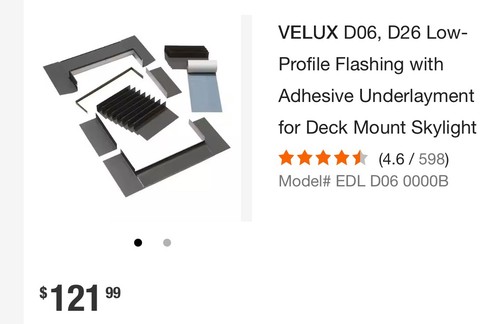 Velux Step Flashing Kit for Deck Mount Skylight. EDL D06. Low Profile ...